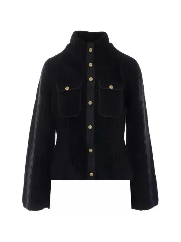 Pinko Ribbed Knit Pocket Cardigan - Black