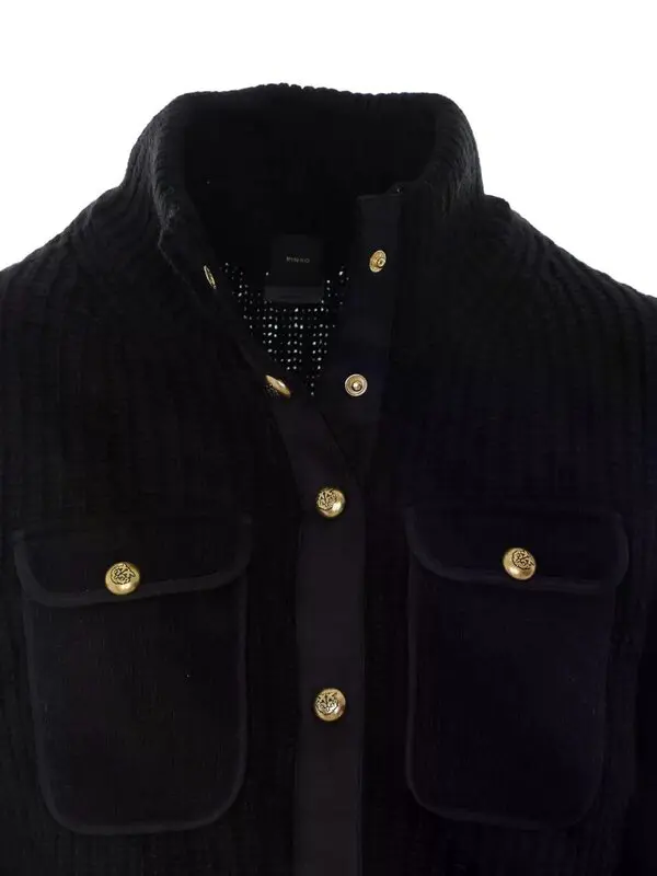 Pinko Ribbed Knit Pocket Cardigan