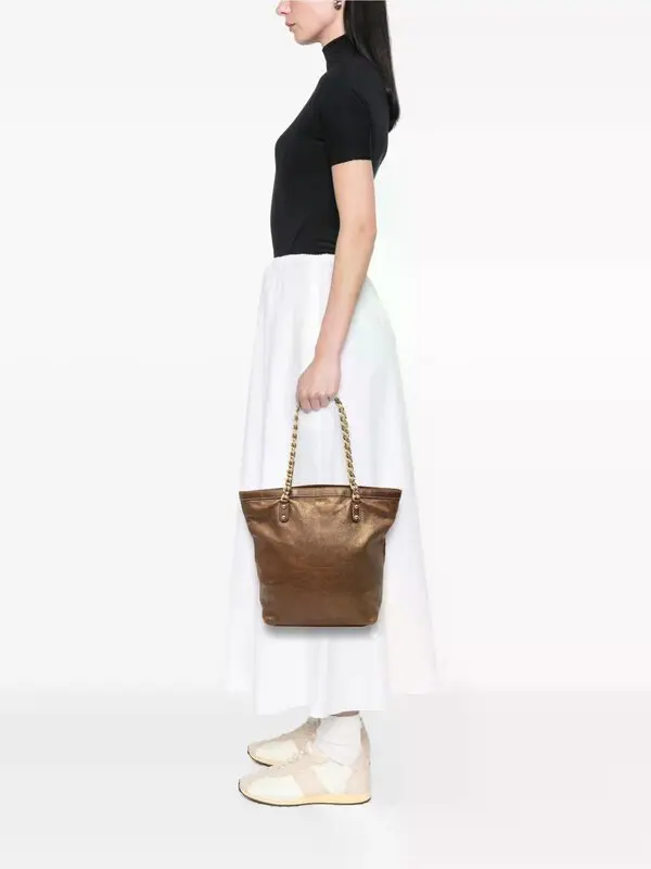 Gucci 2000-2015 Metallic Calfskin Capri Chain Tote Bag - Brown