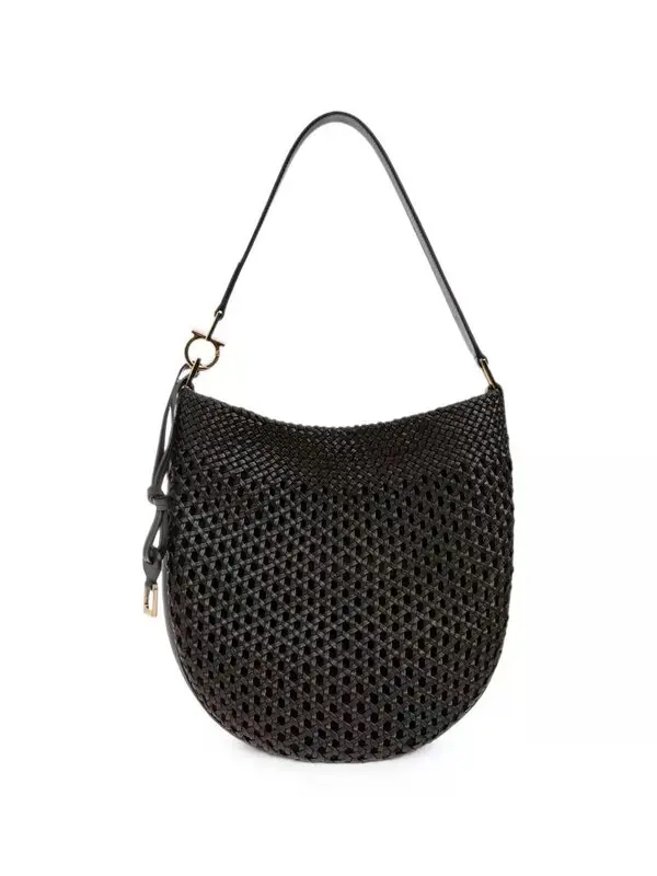 FERRAGAMO Hobo Smile Woven Leather Shoulder Bag