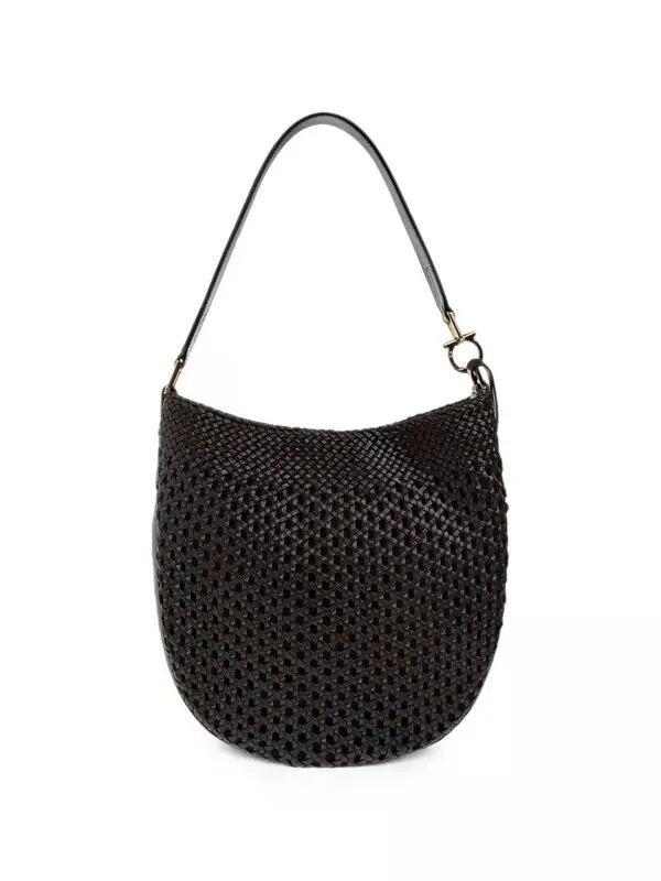 FERRAGAMO Hobo Smile Woven Leather Shoulder Bag
