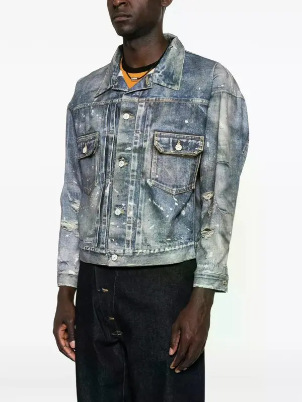 Junya Watanabe Distressed Paint-splatter Denim Jacket