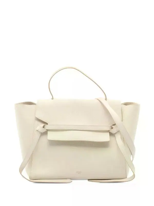 Celine 2010s Mini Belt Leather Shoulder Bag - White