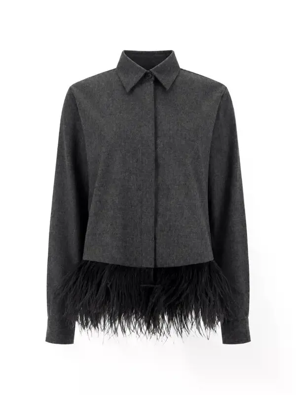 Fabiana Filippi Feather-trimmed Shirt - Grey