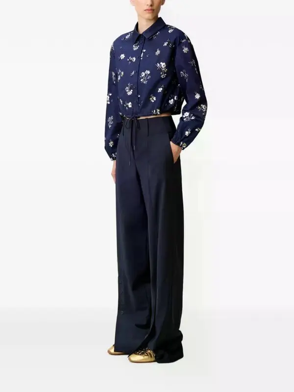 Claudie Pierlot Floral-embroidered Sequinned Cropped Shirt