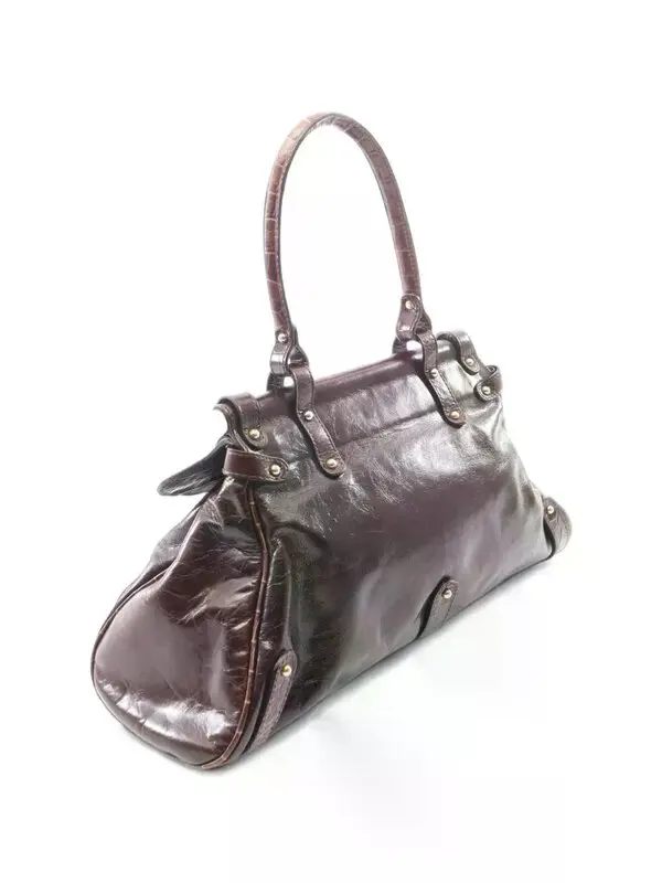 Fendi Croc-embossed Leather Shoulder Bag - Brown