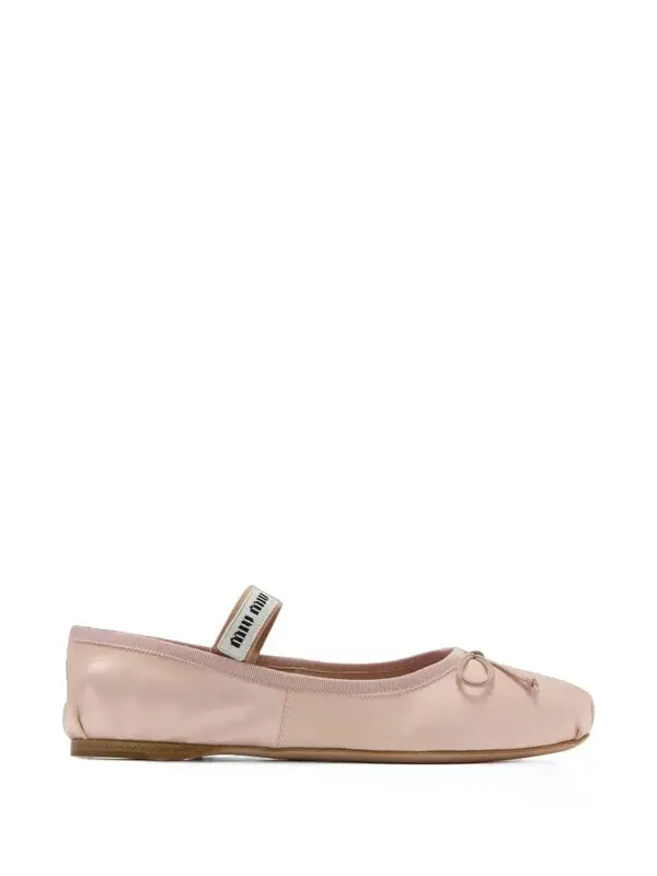 Miu Miu Satin Ballerinas With Logo Detail - Pink