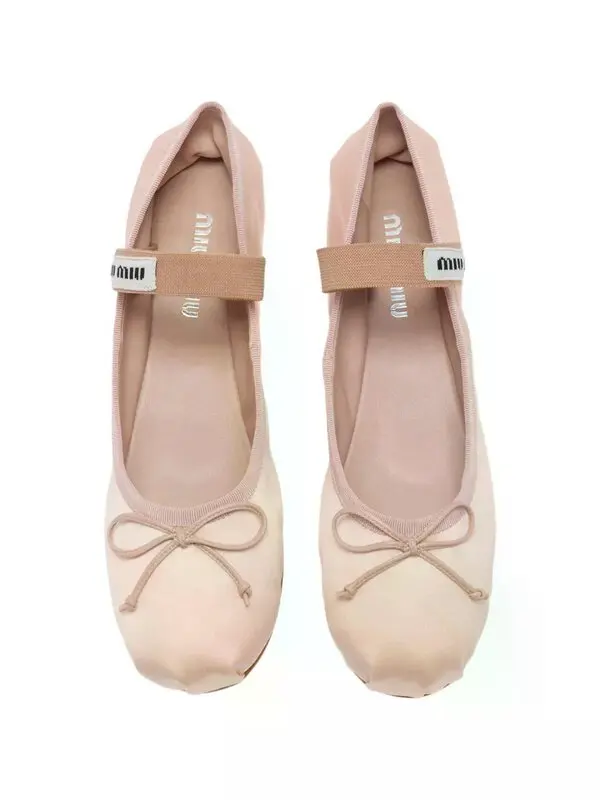 Miu Miu Satin Ballerinas With Logo Detail