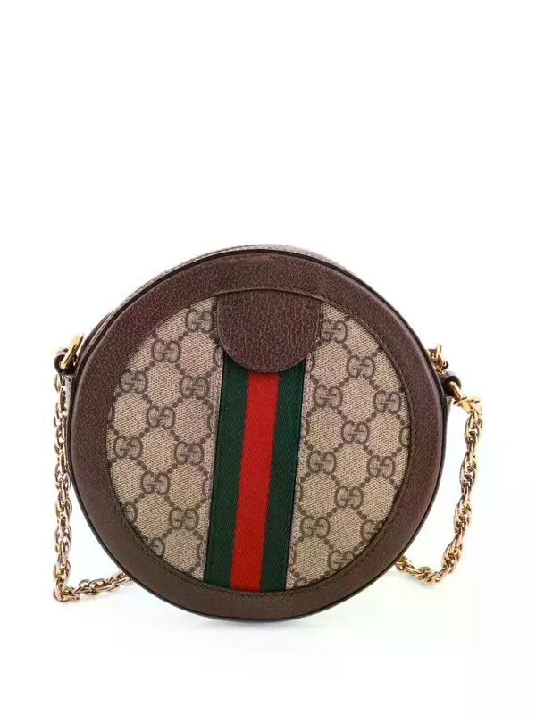Gucci Ophidia Round Shoulder Bag Gg Coated Canvas Mini Crossbody Bag - Brown
