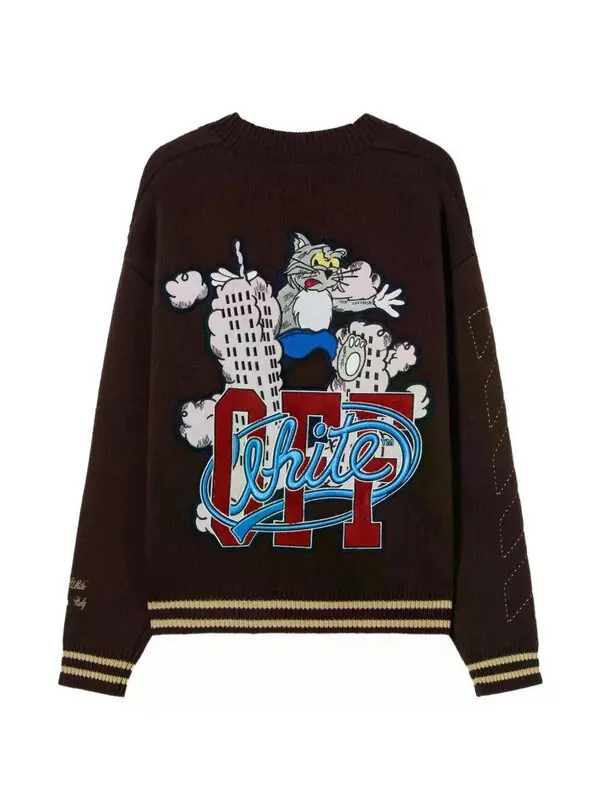 Off-White College Varsity Knit Cardigan - Brown