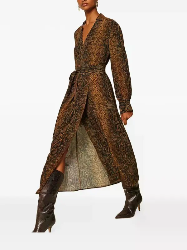 TWINSET Long Sleeve Snake Print Maxi Dress