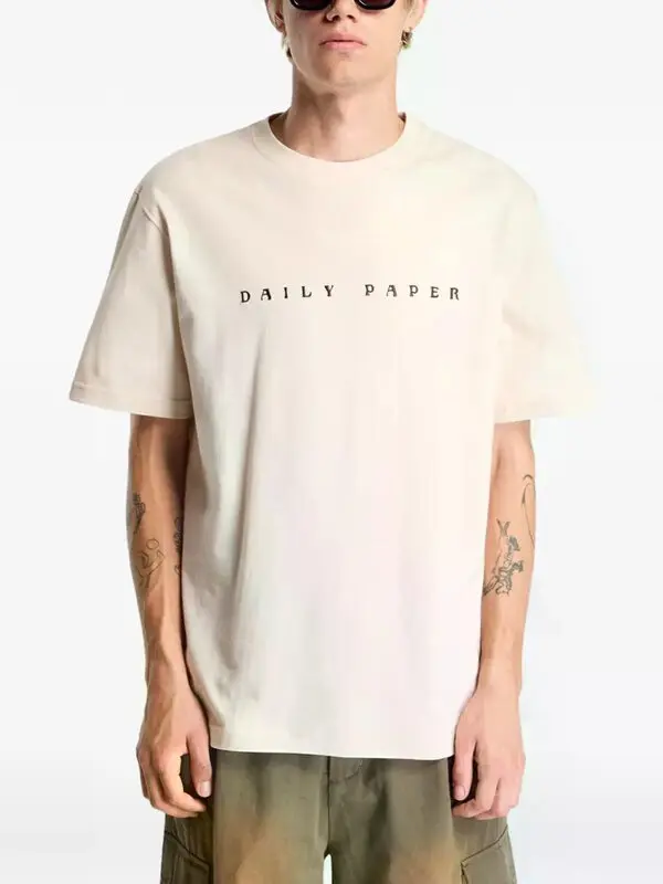 DAILY PAPER Alias Dias-print Cotton T-shirt - Neutrals