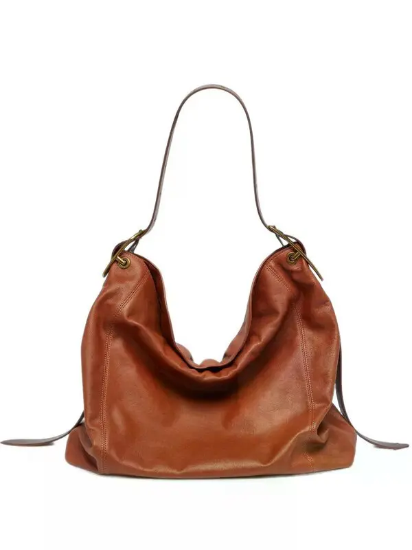 DIESEL® D-line Hobo Bag In Shiny Leather - Brown