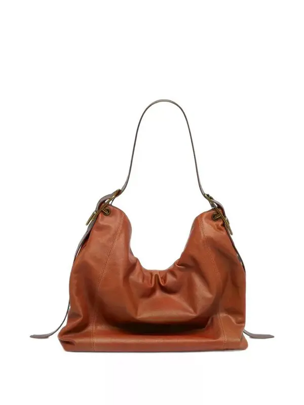 DIESEL® D-line Hobo Bag In Shiny Leather - Brown