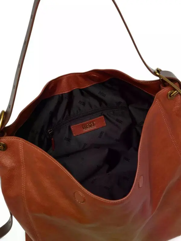DIESEL® D-line Hobo Bag In Shiny Leather - Brown