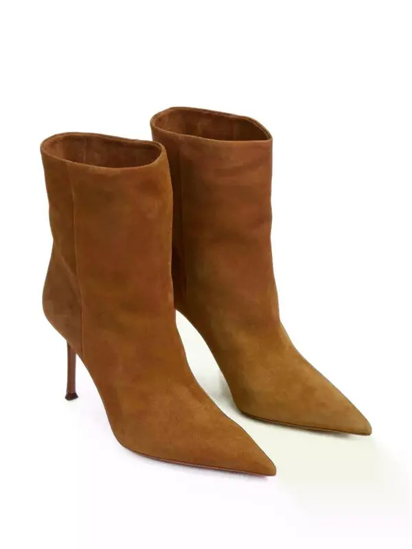 AQUAZZURA Pointed-toe Suede Ankle Boots - Brown