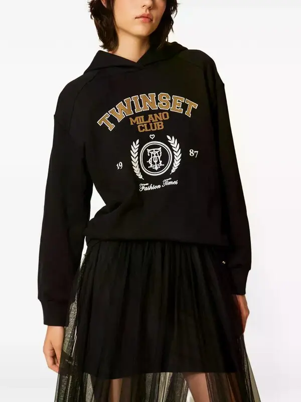TWINSET Hoodie With Logo Print And Drawstring Hem