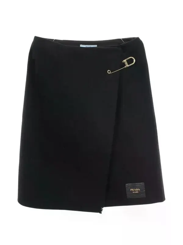Prada 2010s Safety Pin Wrap Mini Skirt - Black