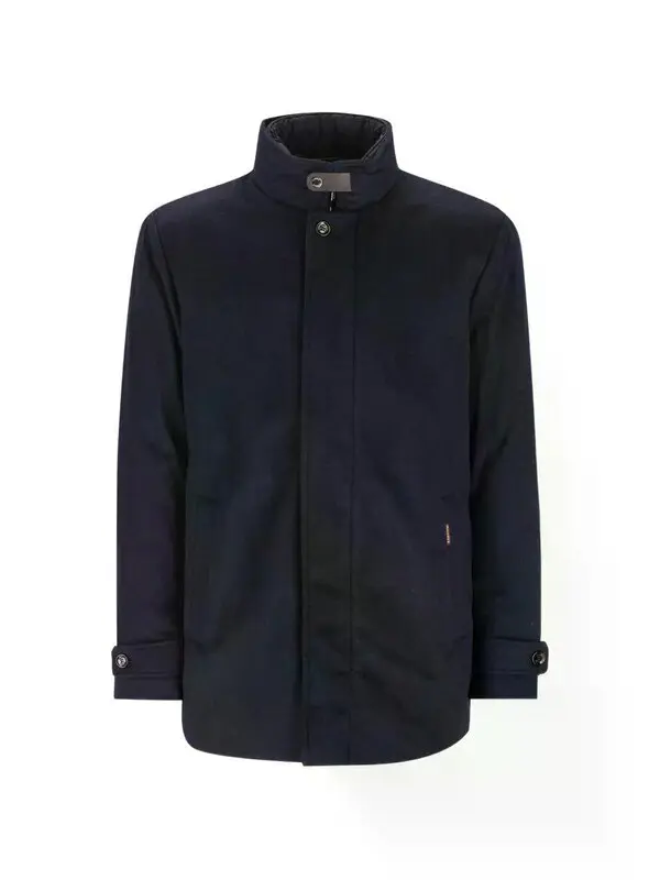 MOORER Padded High-neck Single-breasted Coat - Blue