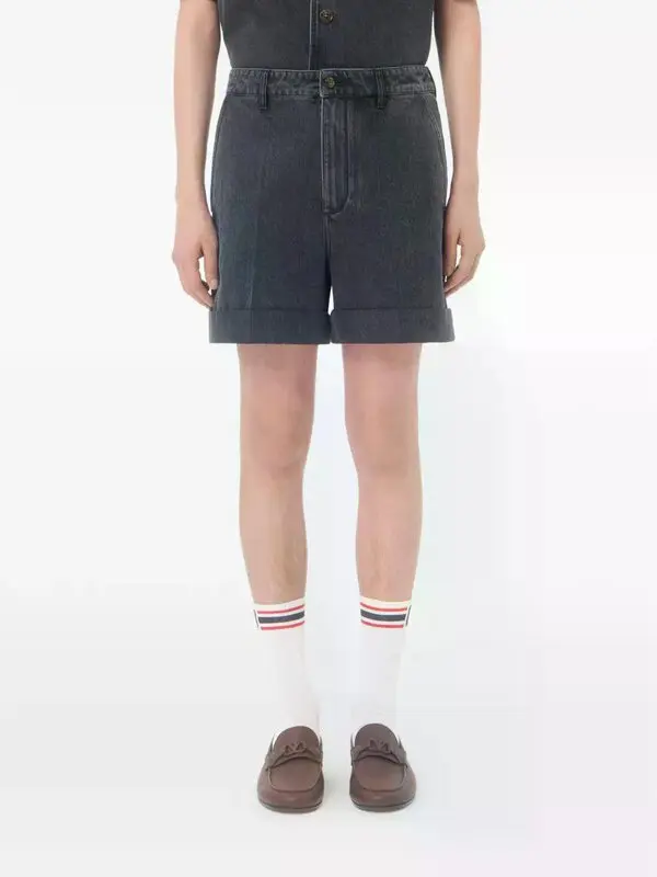Valentino Garavani Cuffed Denim Bermuda Shorts With Vgold Detail