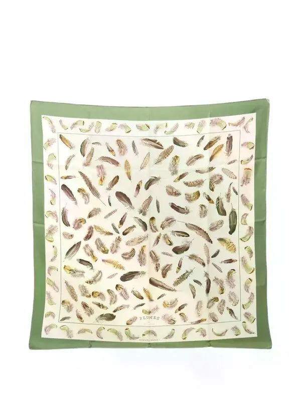 Hermès 2000s Plumes Scarf - Green
