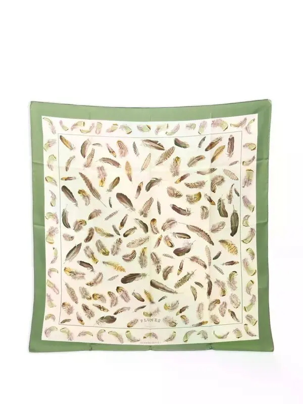 Hermès 2000s Plumes Scarf - Green