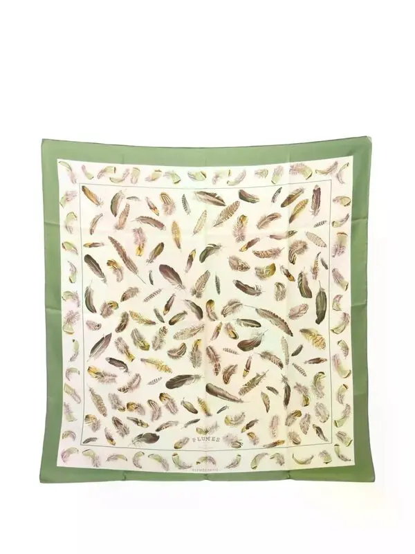 Hermès 2000s Plumes Scarf - Green