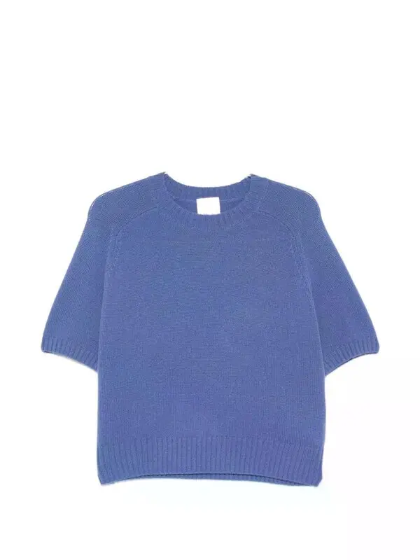 ALLUDE Short-sleeve Sweater - Blue