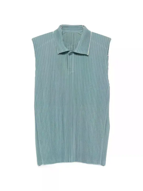 Issey Miyake Pleated Sleeveless Sweater - Blue