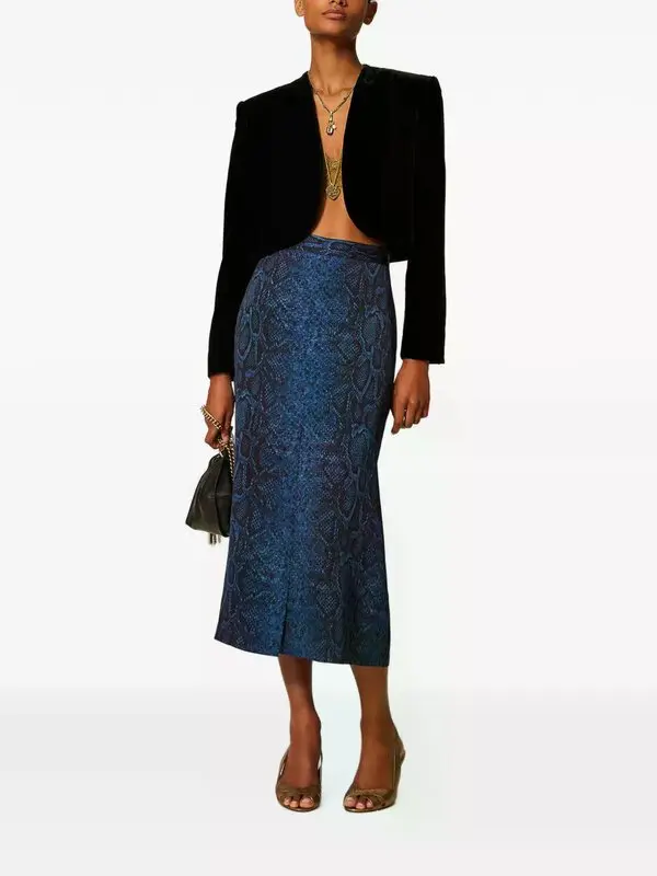 TWINSET Python Print Crêpe Midi Skirt - Blue