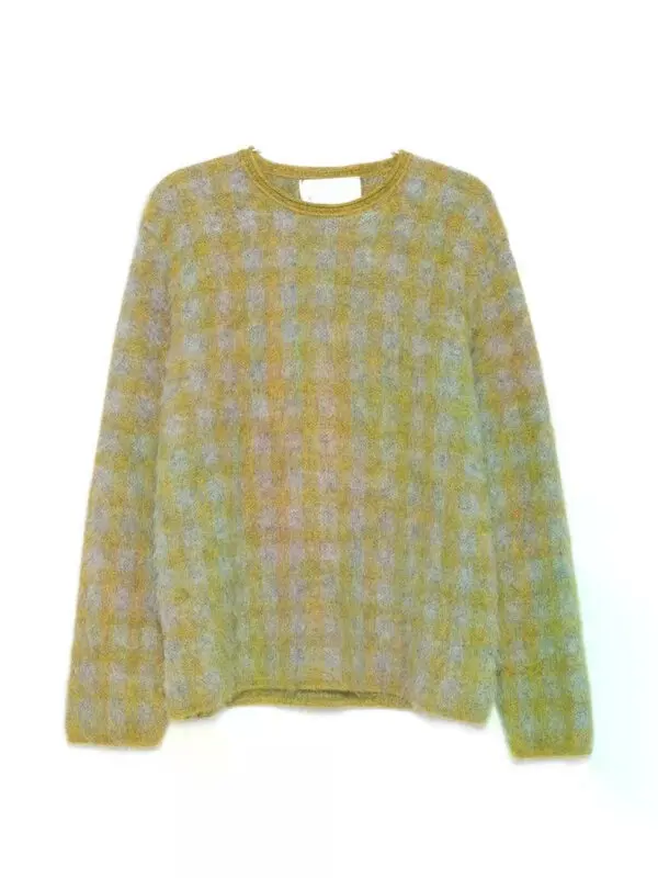 AMARANTO Check Brushed-knit Sweater - Green