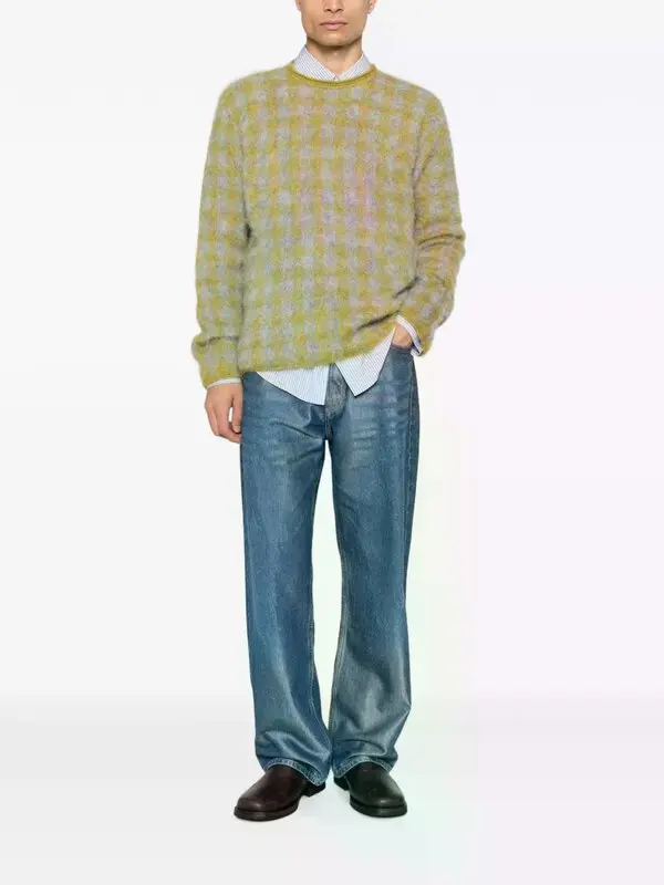 AMARANTO Check Brushed-knit Sweater