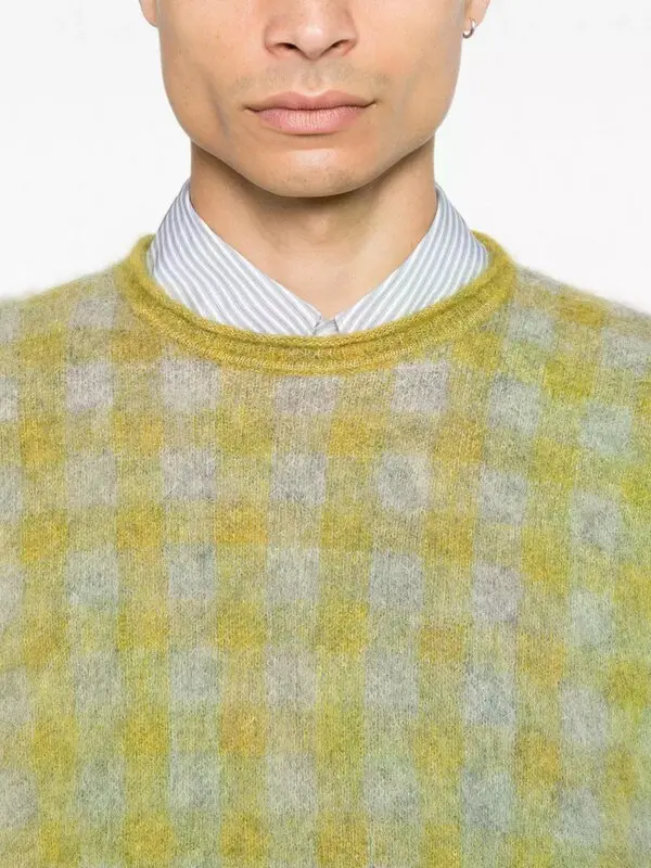 AMARANTO Check Brushed-knit Sweater