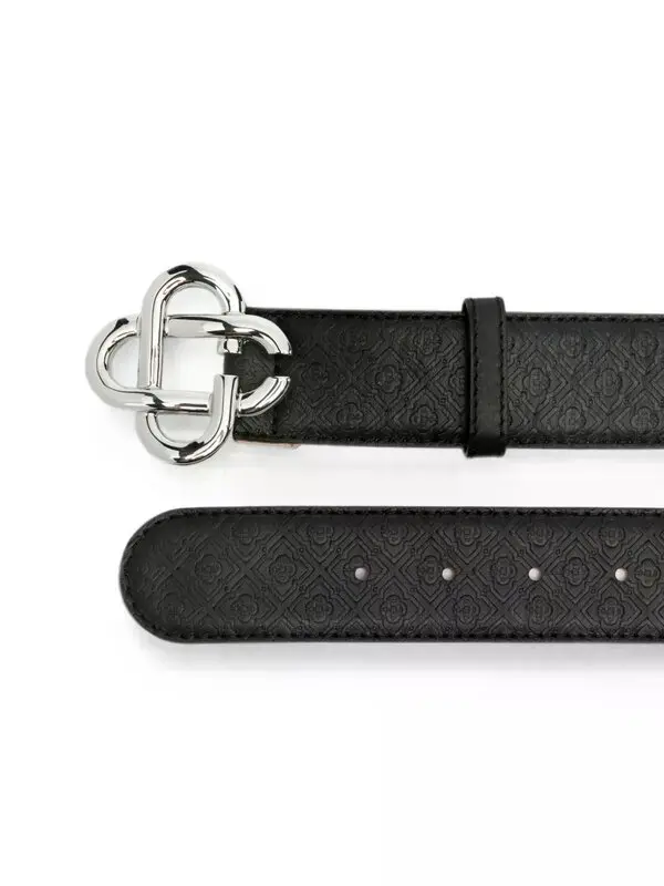 Casablanca Monogram Embossed Leather Belt - Black