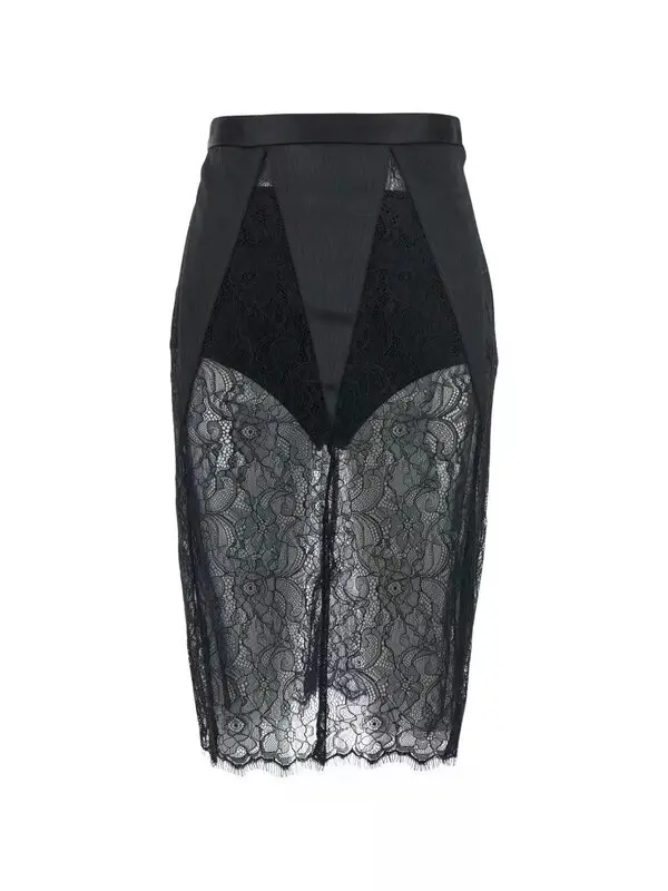 Elisabetta Franchi Lace-panelled Midi Skirt - Black