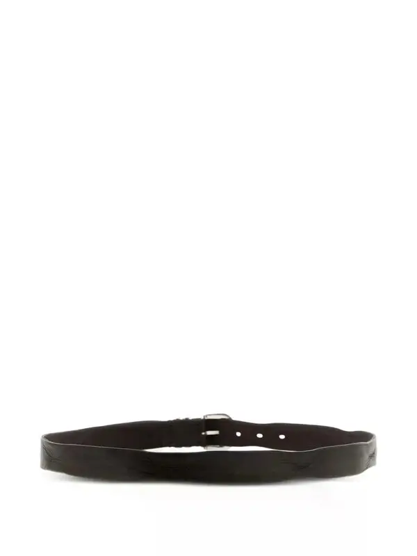 ZERBINI CLAUDIO Trittico Engraved Leather Belt - Brown