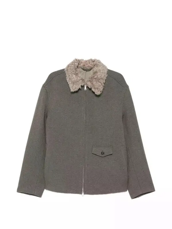 Our Legacy Faux-fur Collar Zip-up Jacket - Grey
