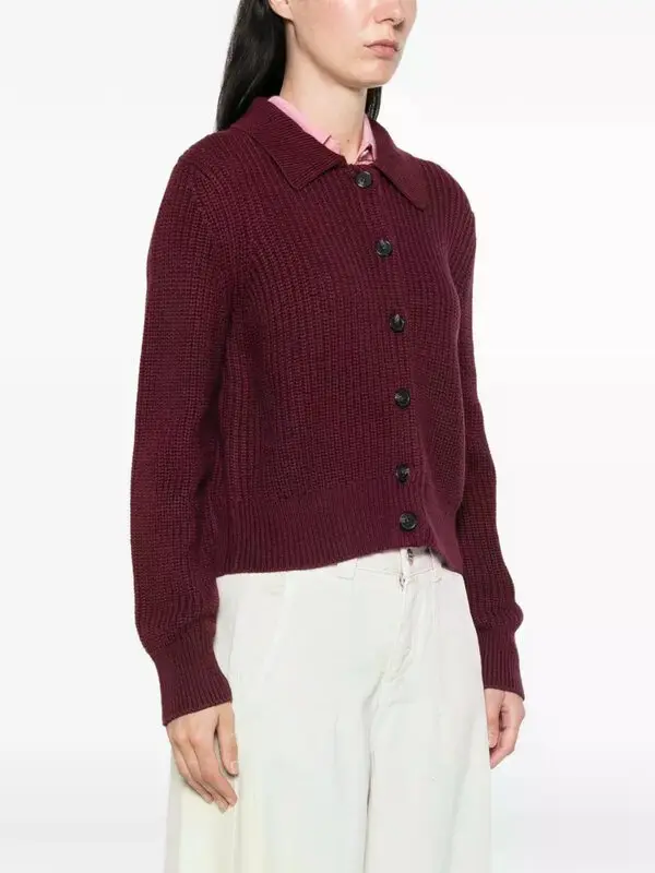 A.p.c. Ribbed Knit Cardigan With Classic Collar