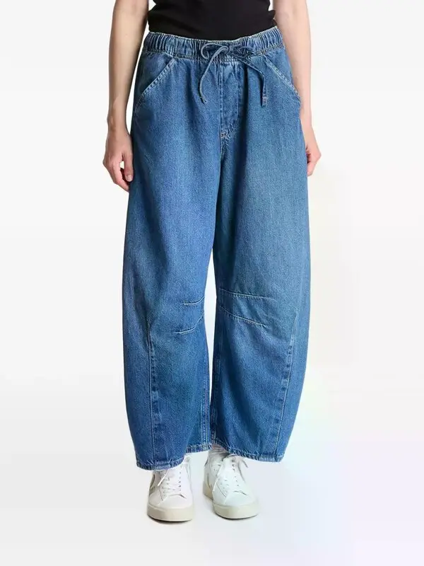 Gap Drawstring Barrel-leg Jeans In Faded Wash - Blue