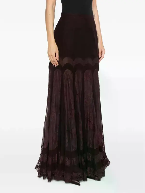Zimmermann Lace-panelled Flared Skirt