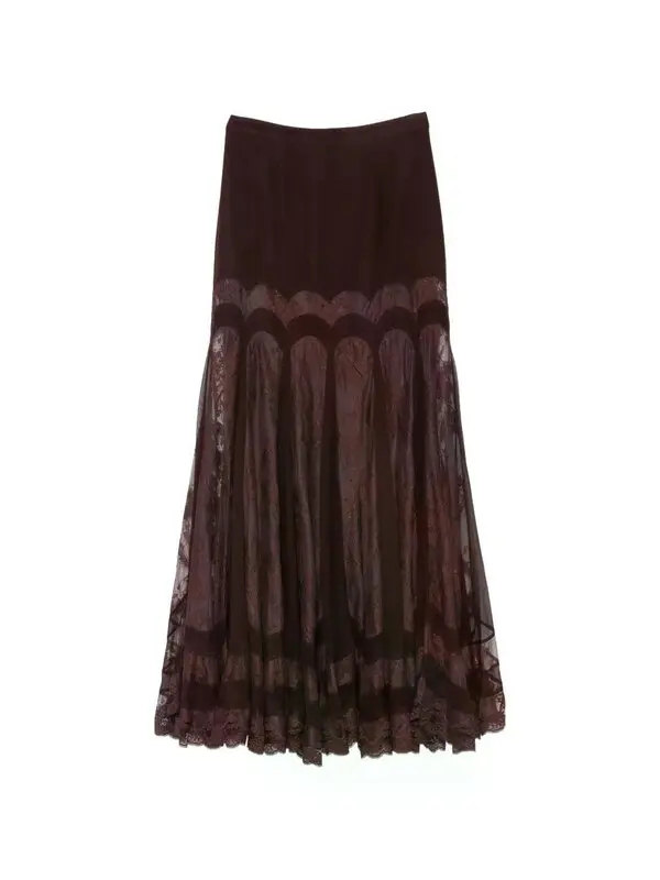 Zimmermann Lace-panelled Flared Skirt - Brown