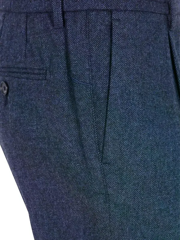CRUNA Wool Herringbone Pattern Trousers