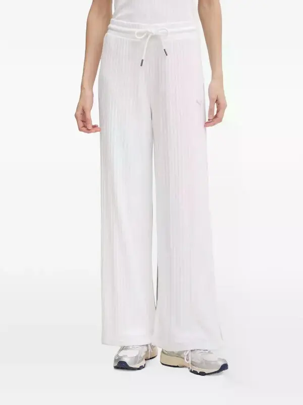 PUMA Ribbed Drawstring-waist Trousers - White