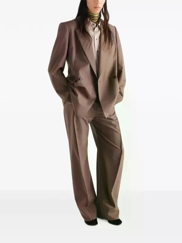 LEMAIRE Double-breasted Tailored Jacket In Tropical Wool Blend - Brown