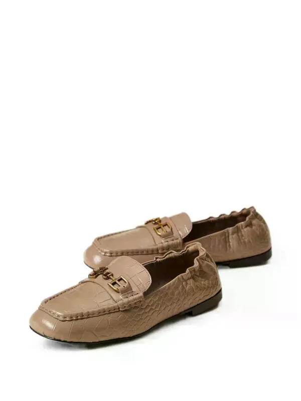 TWINSET Leather Moccasins With Crocodile Print
