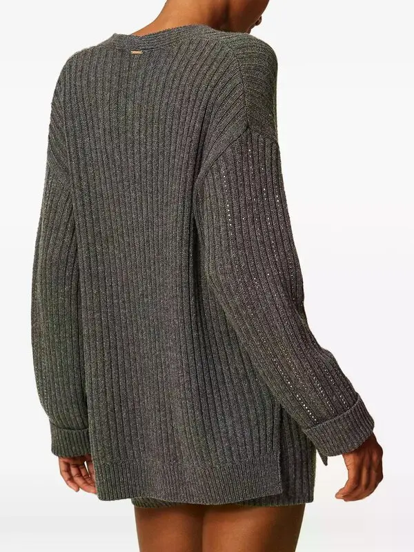 TWINSET Wool Blend Cardigan With Rhinestones