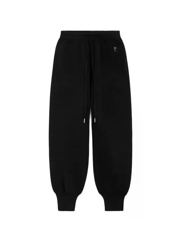 AMI Paris Wool Track Pants With De Coeur Patch