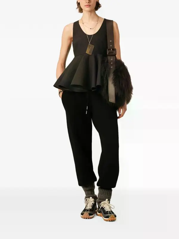 AMI Paris Wool Track Pants With De Coeur Patch