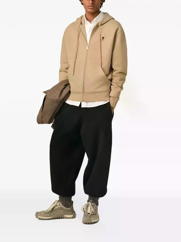 AMI Paris Wool Track Pants With De Coeur Patch
