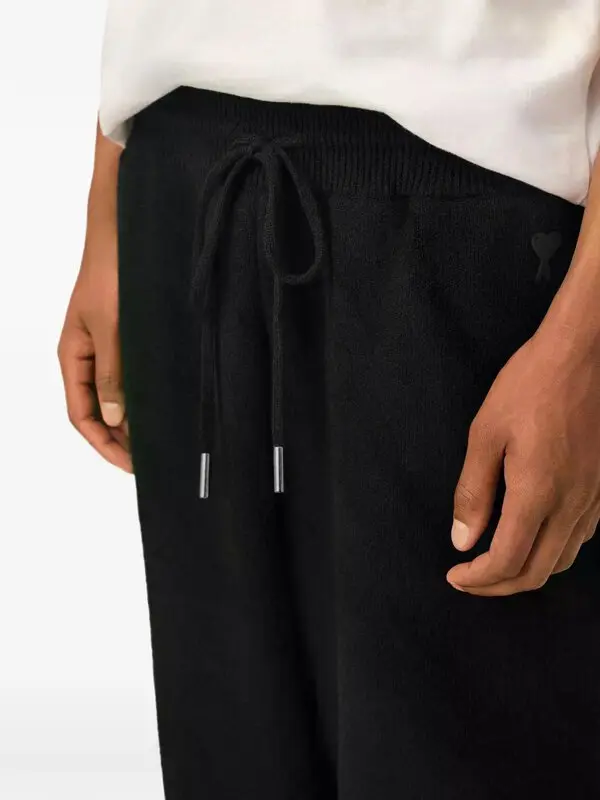 AMI Paris Wool Track Pants With De Coeur Patch